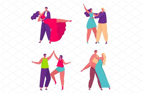 Cartoon Couple Dancing Female And Masterbundles