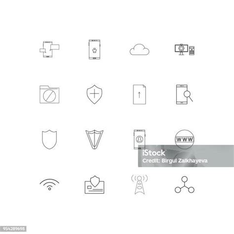 네트워크 및 데이터베이스 선형 얇은 아이콘 세트입니다 간단한 벡터 아이콘 설명 0명에 대한 스톡 벡터 아트 및 기타 이미지 0명 디자인 라디오 Istock