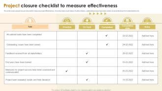 Project Closure Checklist To Measure Effectiveness PPT Slide