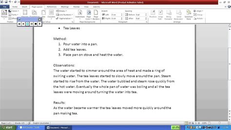 Science Procedure Example