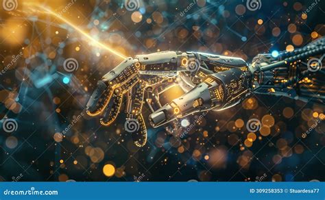 Cybernetic Hand With Glowing Circuitry Ai Generative Stock Image Image Of Creative Artificial