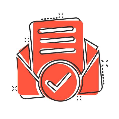 Premium Vector Envelope With Confirmed Document Icon In Comic Style