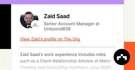 Zaid Saad Senior Account Manager At Unboundb2b The Org