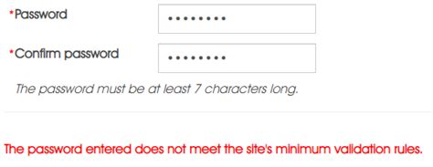 8 Character Password Is Too Short For 7 Character Password Requirement
