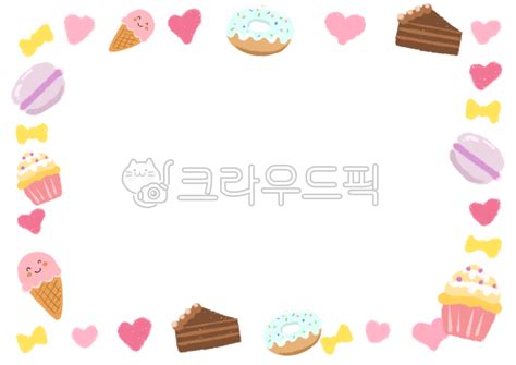 디저트 테두리 디저트일러스트 아이스크림 도너츠 사진이미지일러스트캘리그라피 냐옹친구작가