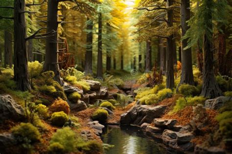 Small Scale Forest Scene With Tiny Trees And Brook Stock Image Image Of Generated Brook