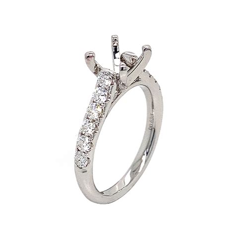 18k White Gold Semi Mount Ring Pink Diamond