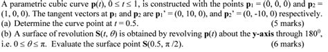 solved a parametric cubic curve p t 0≤t≤1 is constructed