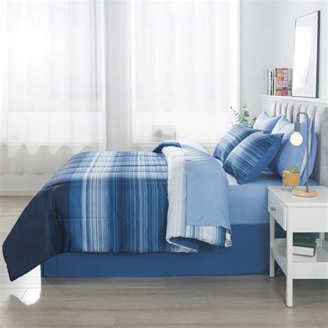 Mainstays Twin Or Twin Xl Blue Ombre Bed In A Bag Bedding Set 6 Piece