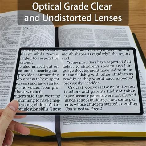 Full Page Large Sheet Magnifier Magnifying Glass Reading Aid Glass Page