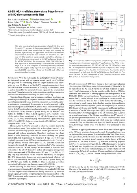 Pdf All‐sic 994‐efficient Three‐phase T‐type Inverter With Dc‐side Common‐mode Filter