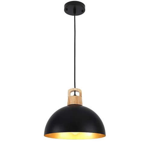 Lwytjo Joylin 1 Light Black Shaded Single Dome Pendant Light With Metal