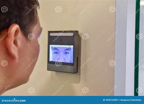 Face Scanner Machine Detect Man Face To Unlock Door In Office Building Access Control Facial