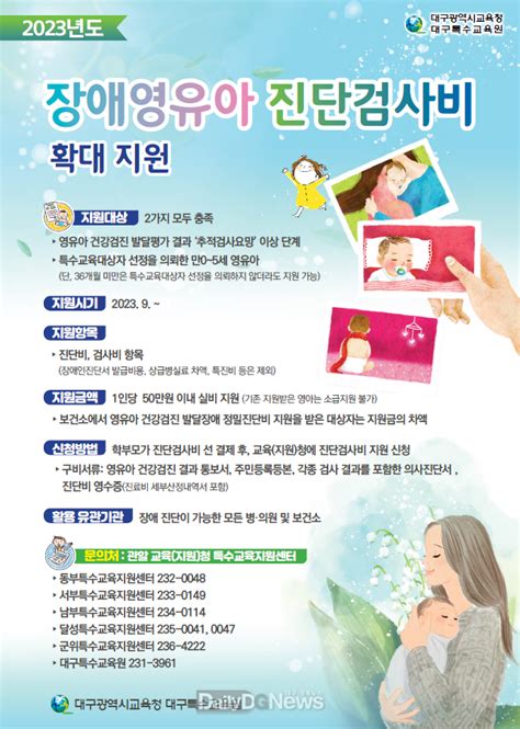 대구시교육청 전국 최초 장애 영유아 조기진단비 지원 확대