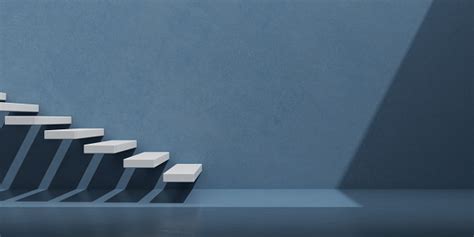 파란색 벽 배경 성공 하는 방법의 개념에 흰색 계단의 보기 3 차원 렌더링 계단에 대한 스톡 사진 및 기타 이미지 계단 3차원 형태 발자국 Istock