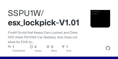 Github Sspu1wesxlockpick V101 Fivem Script That Keeps Cars Locked And Does Not Allow Pd