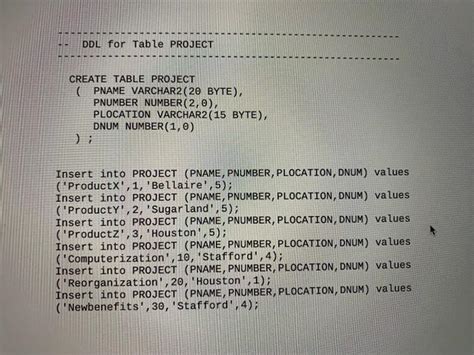 Solved Implement The Given Ddl And Dml Scripts To Implement