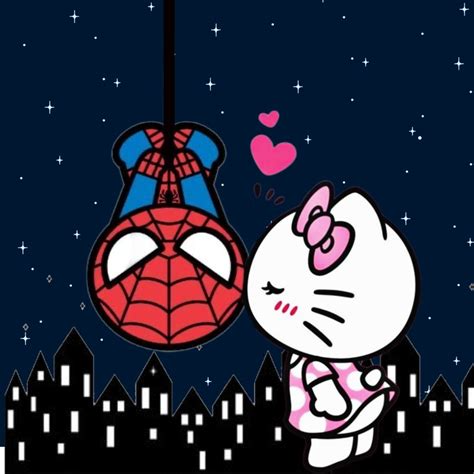 Hello Kitty And Spider Man Kissing Pegatinas Bonitas Hello Kitty Imagenes Dibujos Bonitos