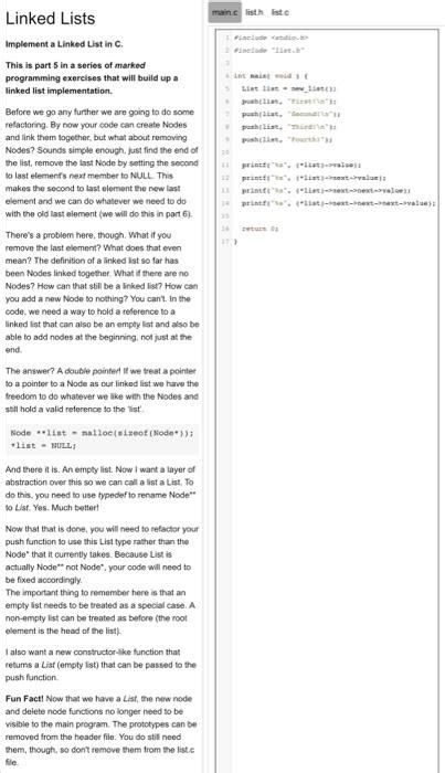 Solved Mainc Listhiste Phism Linked Lists Implement A Linked