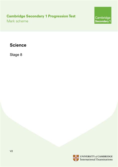 Secondary Progression Test Stage 8 Science Ms Science Stage 8 V This