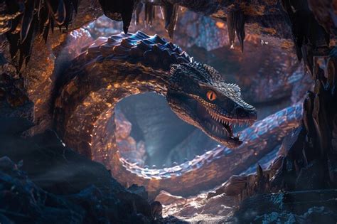 Witness The Primal Power Of A Fearsome Basilisk As Generative Ai Premium Ai Generated Image