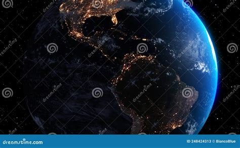 Planet Earth With Realistic Geography Surface And Orbital 3d Cloud Atmosphere Stock Illustration