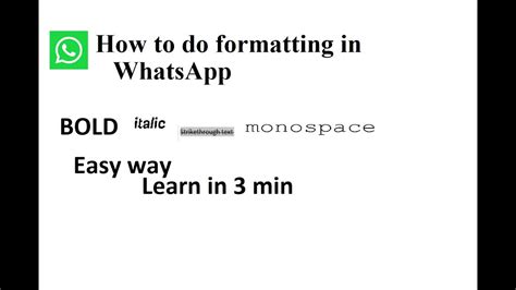 How To Do Formatting In WhatsApp YouTube