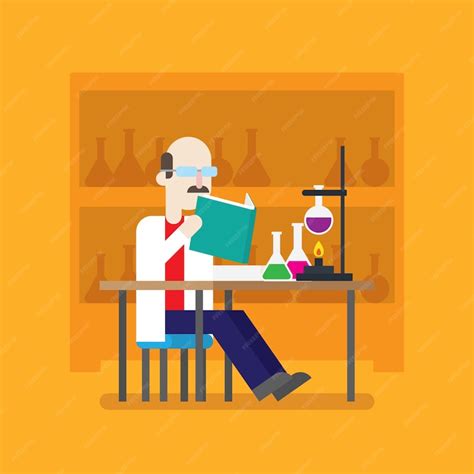 실험실 만화 캐릭터 시리즈의 교수 또는 과학자 프리미엄 벡터