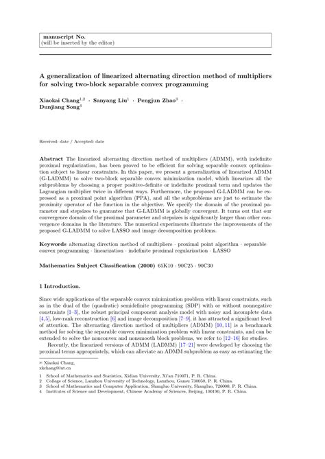 Pdf A Generalization Of Linearized Alternating Direction Method Of Multipliers For Solving Two