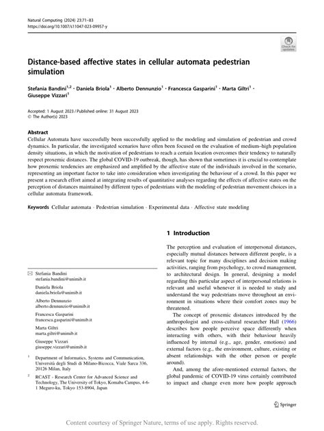 Pdf Distance Based Affective States In Cellular Automata Pedestrian Simulation