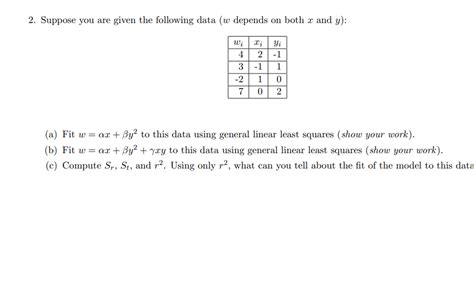 2 Suppose You Are Given The Following Data W