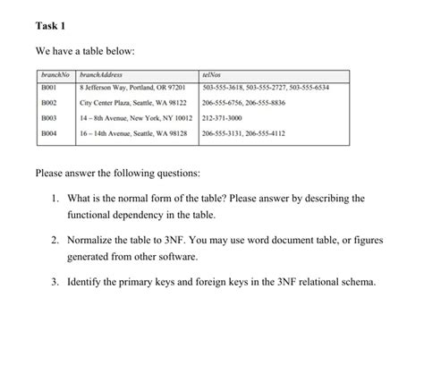 Solved Task 1 We Have A Table Below Please Answer The