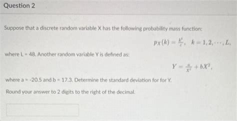 solved suppose that a discrete random variable x has the