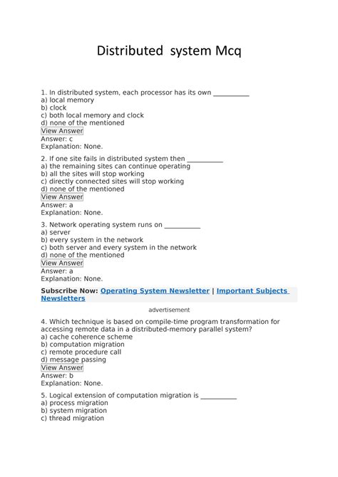 Distributed System Mcq Distributed System Mcq In Distributed System Each Processor Has Its