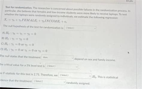 Solved Test For Randomization The Researcher Is Concemed
