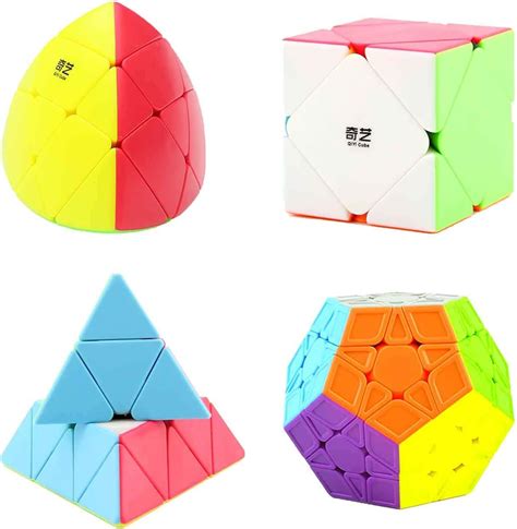 Speed Cube Set Ahyuan Professional 4 Pack Qiyi Magic Cube Bundle 3×3 Cubo Pirámide Mega Megaminx