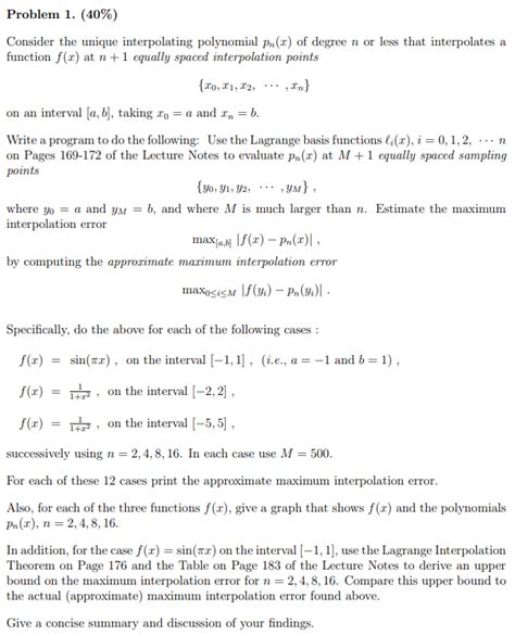 Solved Problem 1 40 Consider The Unique Interpolating