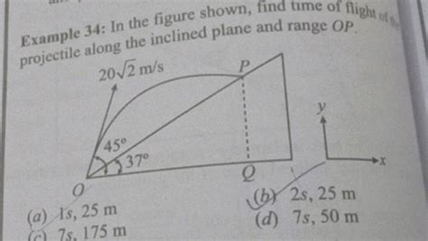 Example 34 In The Figure Shown Find Time Of Flight Of Projectile Along