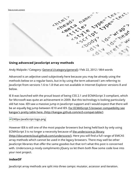 Using Advanced Javascript Array Methods Blog Unblock Pdf