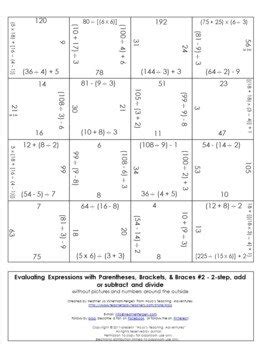 Evaluating Expressions Magic Square Puzzles HoJo S Teaching Adventures LLC