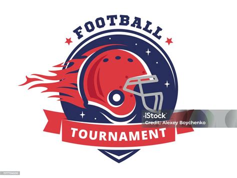 미식 축구 대회 엠블럼 흰색 배경에 불에 미국 축구 헬멧과 디자인 템플릿 Championship에 대한 스톡 벡터 아트 및 기타