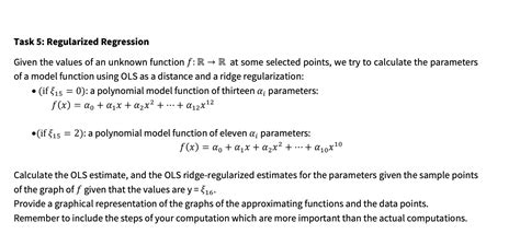 solved task 5 regularized regressiongiven the values of an