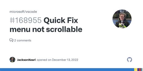 Quick Fix Menu Not Scrollable · Issue 168955 · Microsoftvscode · Github