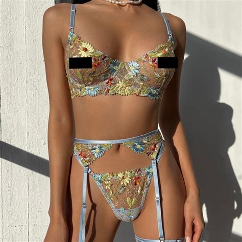 Womens Sheer See Thru Bra And Underwear Sets Etsy