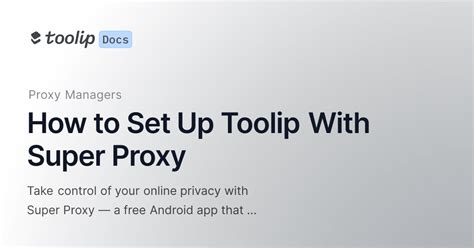 how to set up toolip with super proxy documentation