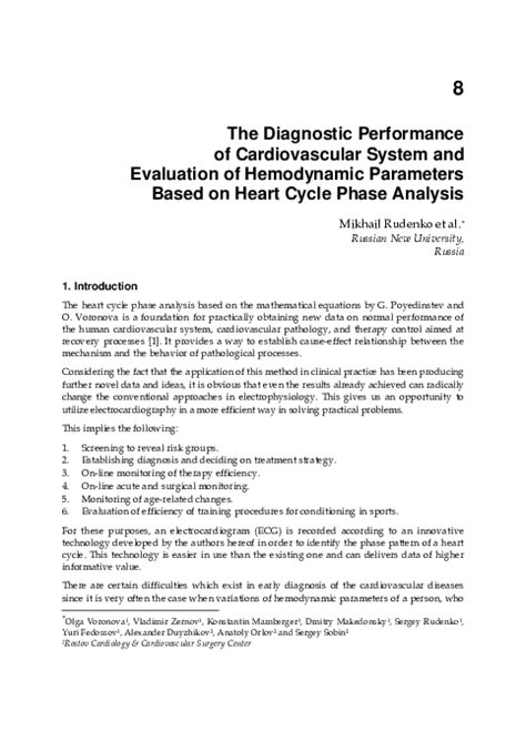 Pdf The Diagnostic Performance Of Cardiovascular System And Evaluation Of Hemodynamic