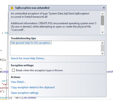 Unable To Use Localdb Using Entity Framework In Windows Form App In