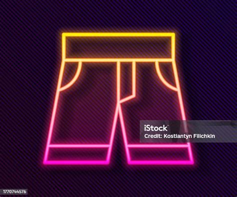 빛나는 네온 라인 짧은 또는 바지 아이콘 검은 배경에 격리 벡터 0명에 대한 스톡 벡터 아트 및 기타 이미지 0명 건강한 생활방식 공란 Istock