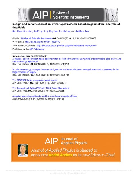 Pdf Design And Construction Of An Offner Spectrometer Based On