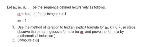 solved let ao a1 a2 be the sequence defined recursively